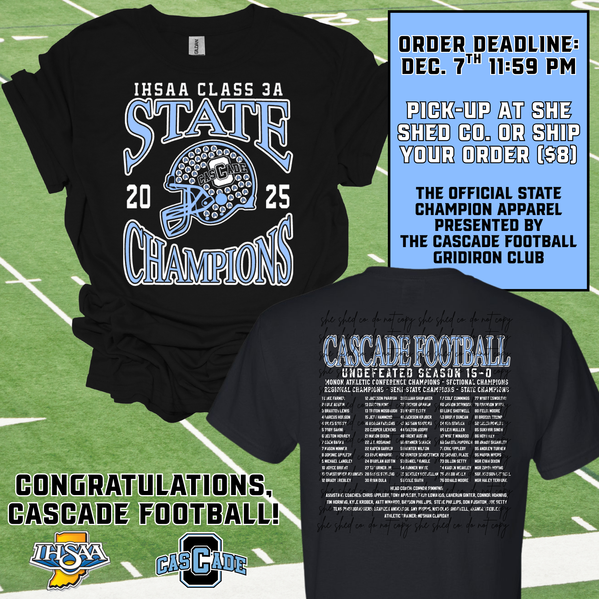 State Champions | Cascade Cadets Football | She Shed Co.